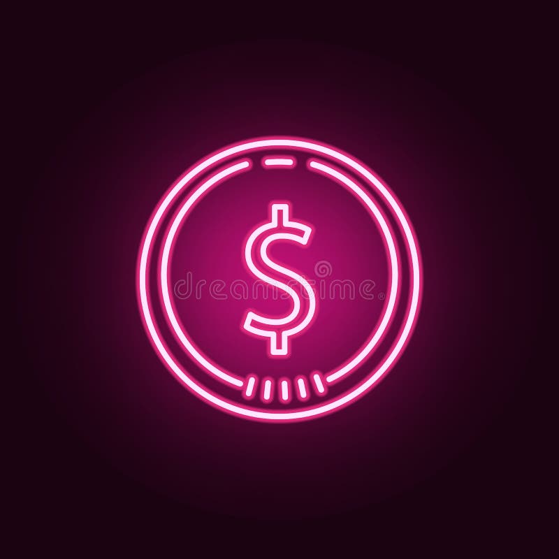 Coin Cent Neon Icon. Elements of Banking Set Stock Illustration ...