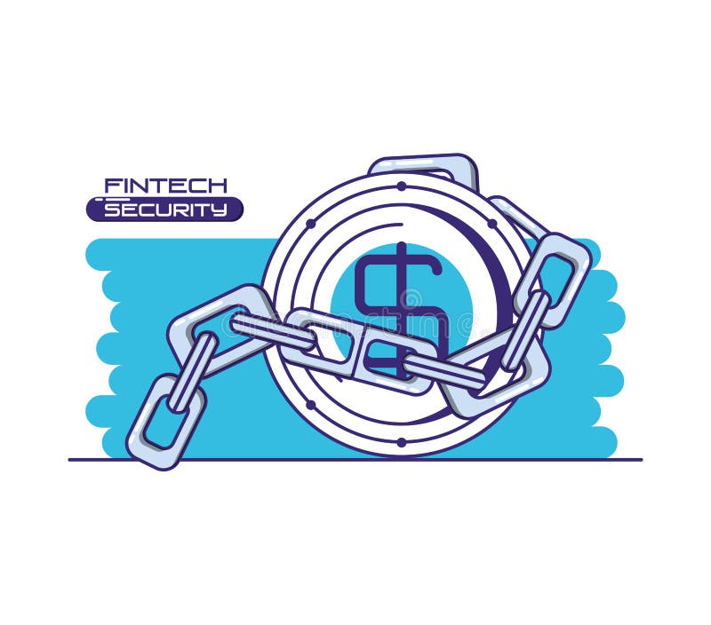 Coin and Chain with Financial Technology Security Stock Vector ...