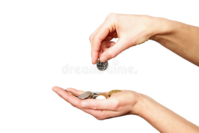 Coin change in hand stock photo. Image of holding, business - 130899252