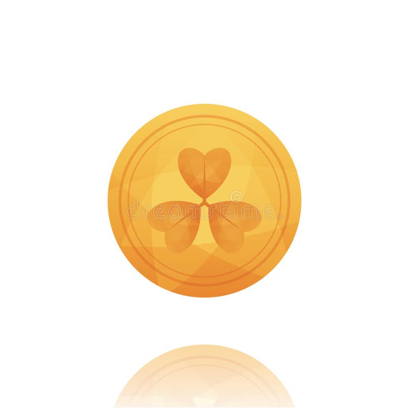 Coin with Clover Leaf. Vector Illustration Decorative Design Stock ...