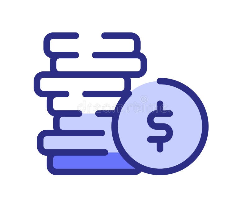 Coin Dollar Money Single Isolated Icon with Dash or Dashed Line Style ...