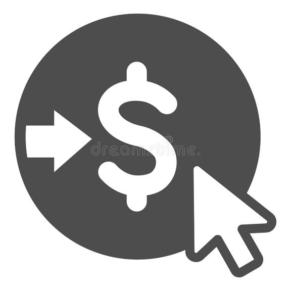 Coin with Dollar and Mouse Pointer Solid Icon, Osint Analytics Concept ...