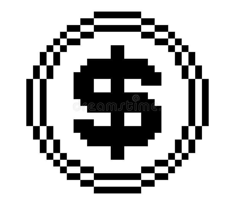 Coin with Dollar Sign Pixel Art Icon Stock Illustration - Illustration ...