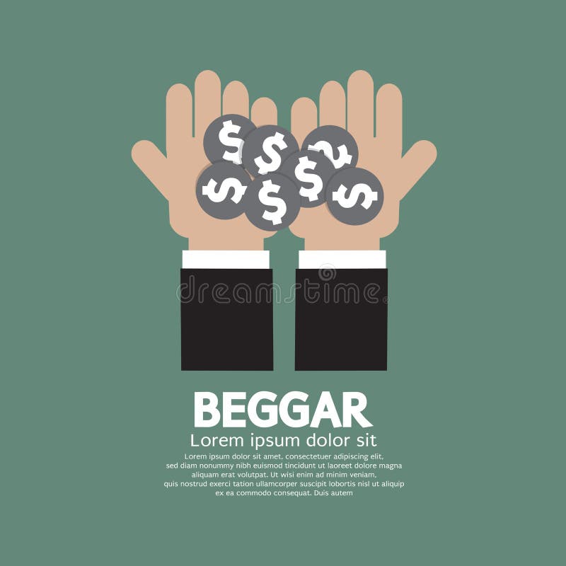 Coin Donated To the Beggar. Stock Vector - Illustration of poverty ...