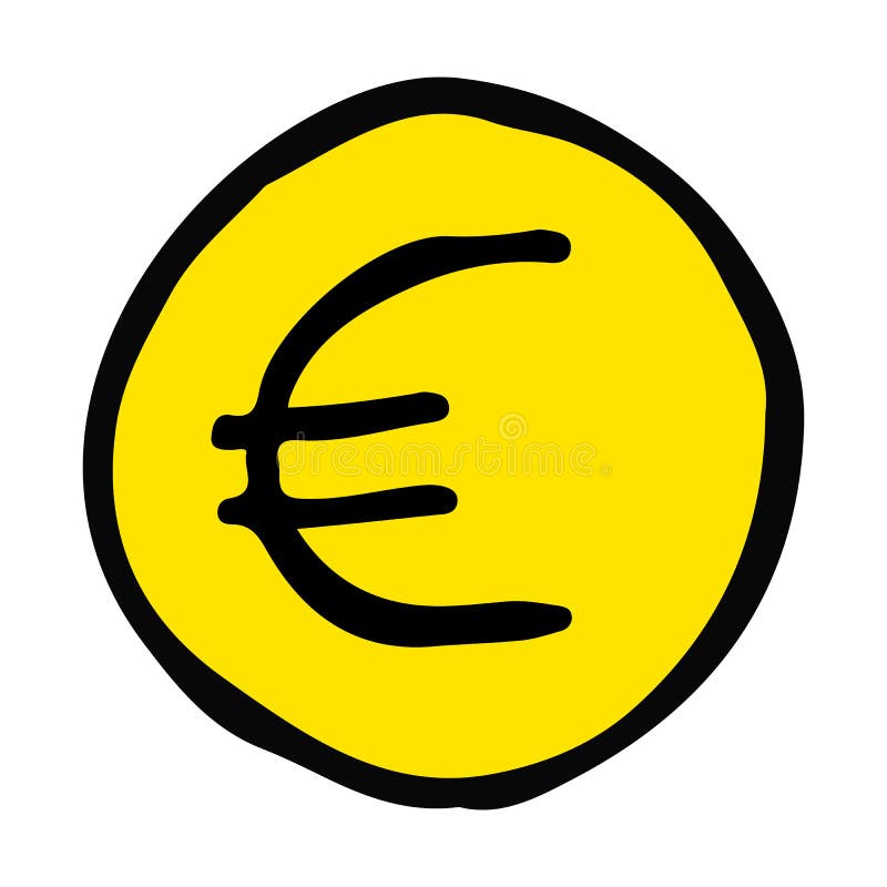 Coin with a Euro Sign Hand Drawn Doodle Isolated Stock Vector ...