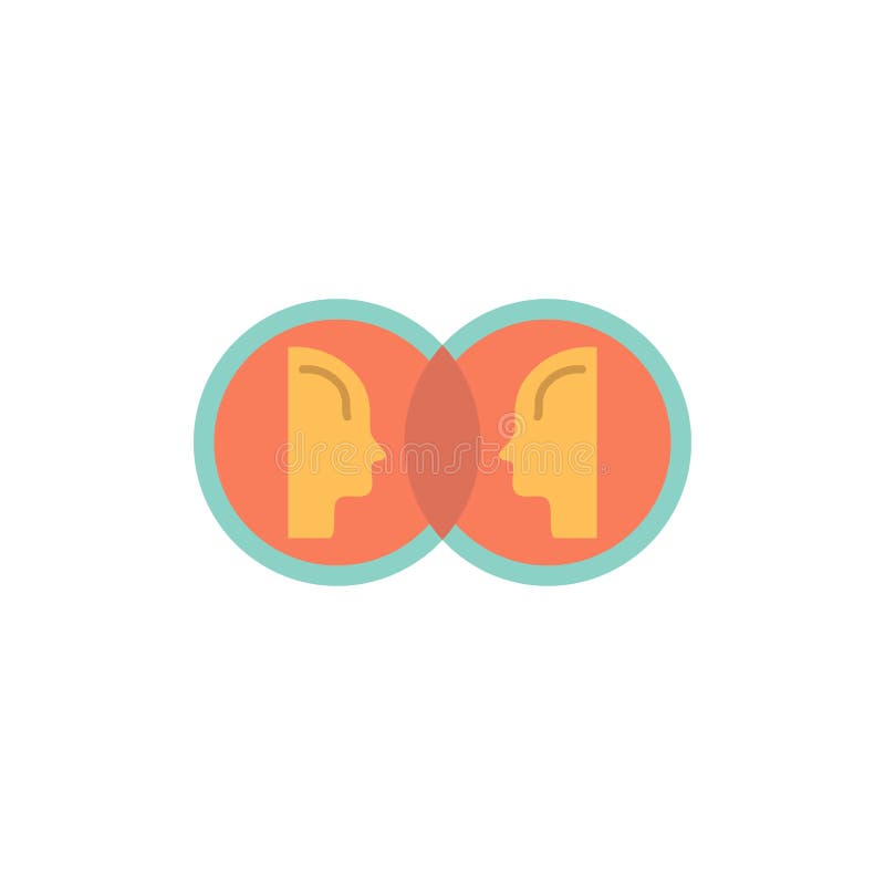 Coin, Face, Dual, Duplicate, Man Flat Color Icon. Vector Icon Banner ...