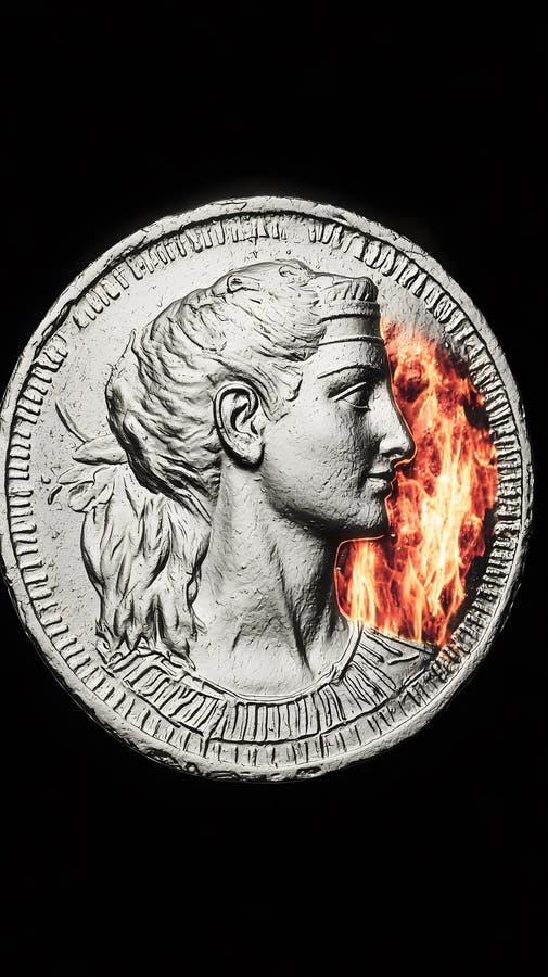 Coin with Fiery Background Effect Stock Illustration - Illustration of ...