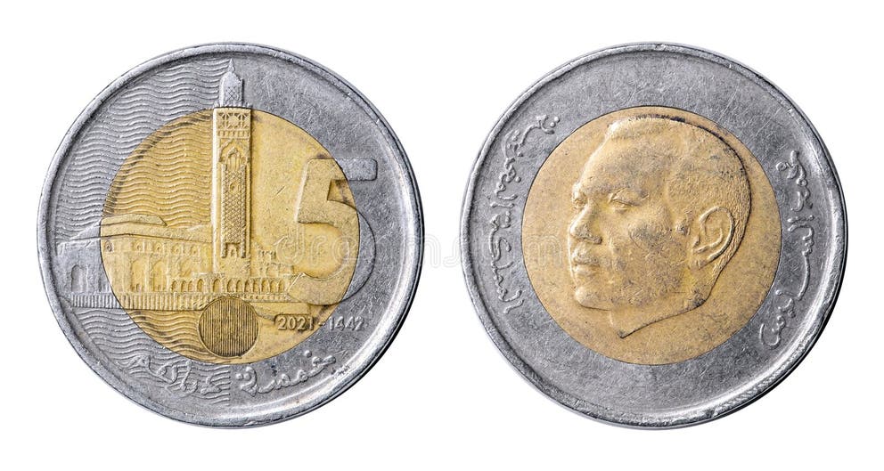 Coin five dirhams. Morocco stock image. Image of moroccan - 317655613