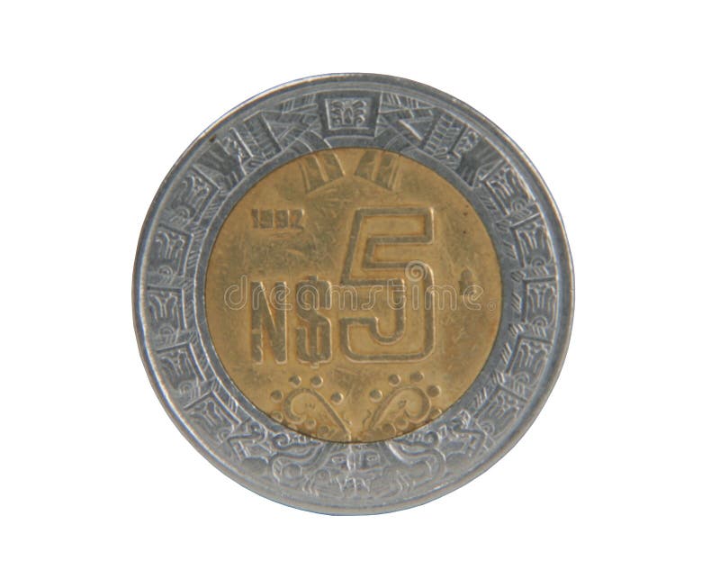 Coin five peso stock photo. Image of cactus, peso, five - 9524172