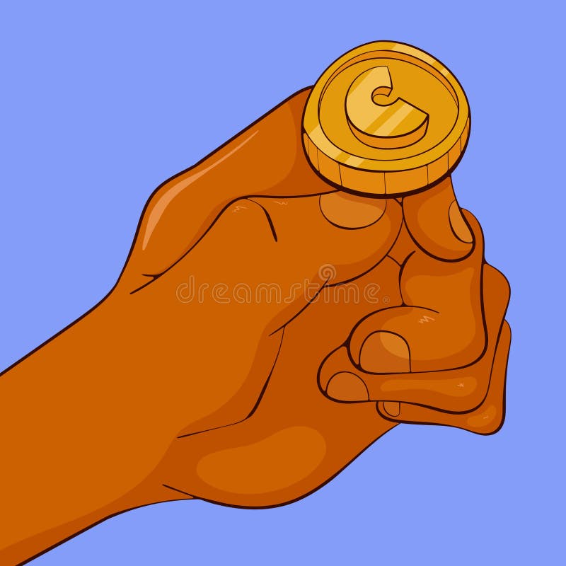 Coin Flipping Illustration. Hand Coin Toss Concept Stock Vector ...