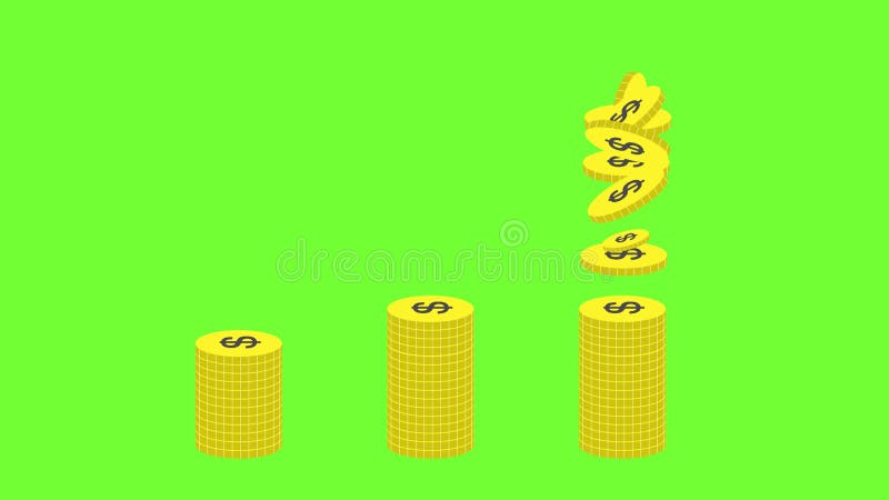 Coin Flips with Bundle Stack Animated Motion Graphics Clip with Green ...