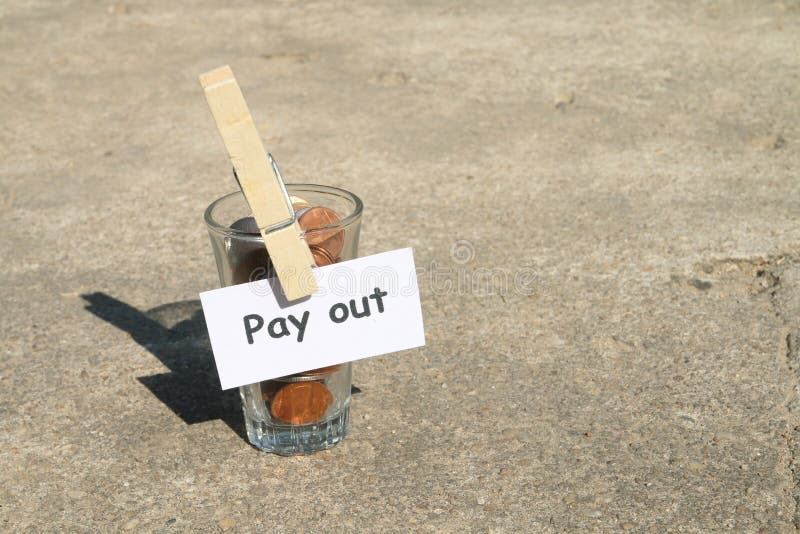 Coin in Glass and Pay Out Tag 4 Stock Image - Image of cash, white ...