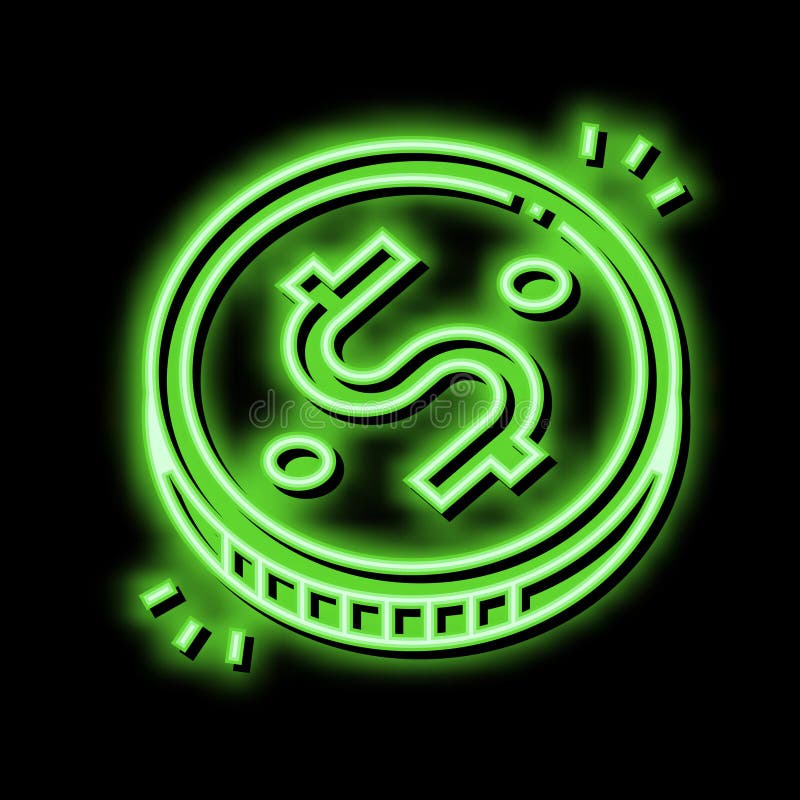 Coin Golden Neon Glow Icon Illustration Stock Vector - Illustration of ...