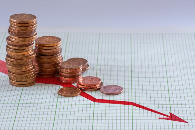 Graph decrease stock image. Image of crash, graph, coins - 23046723