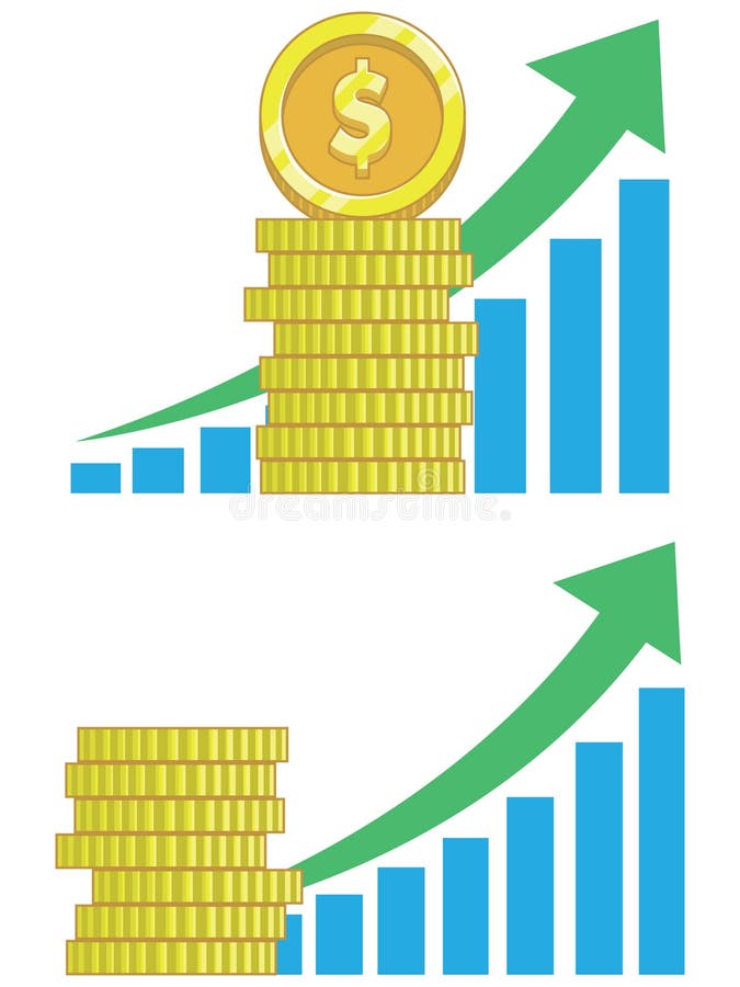 Coin Graph Up Value Exchange Increase Stock Vector - Illustration of ...