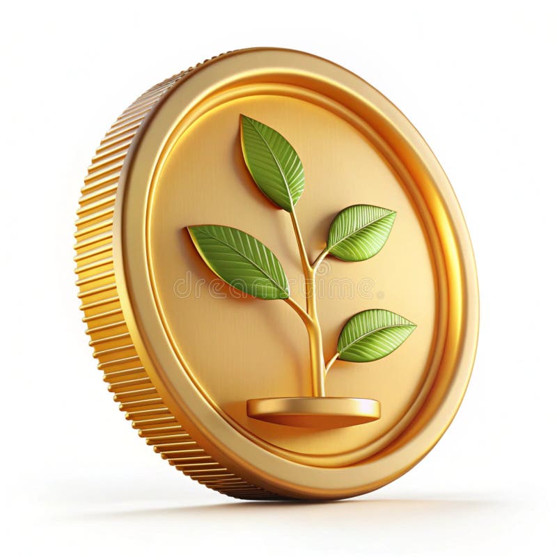 Coin grow up 3D stock illustration. Illustration of grow - 357311228