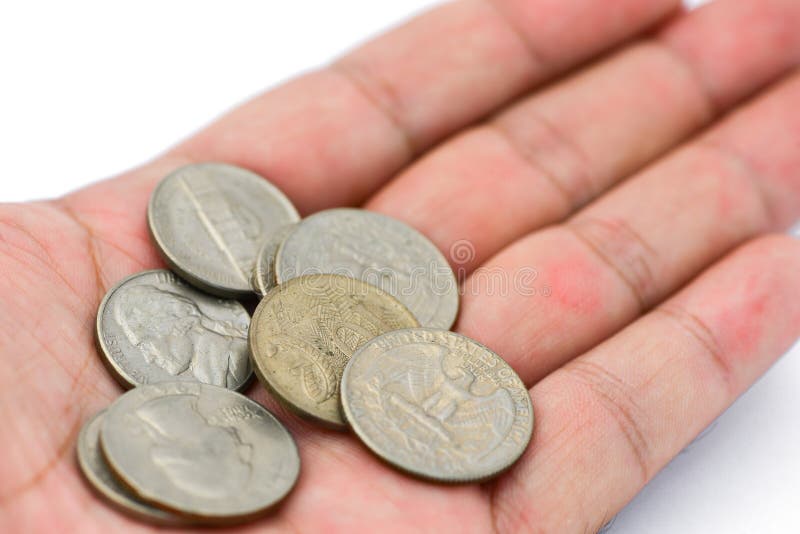 Coin in hand stock image. Image of white, bank, price - 38153927