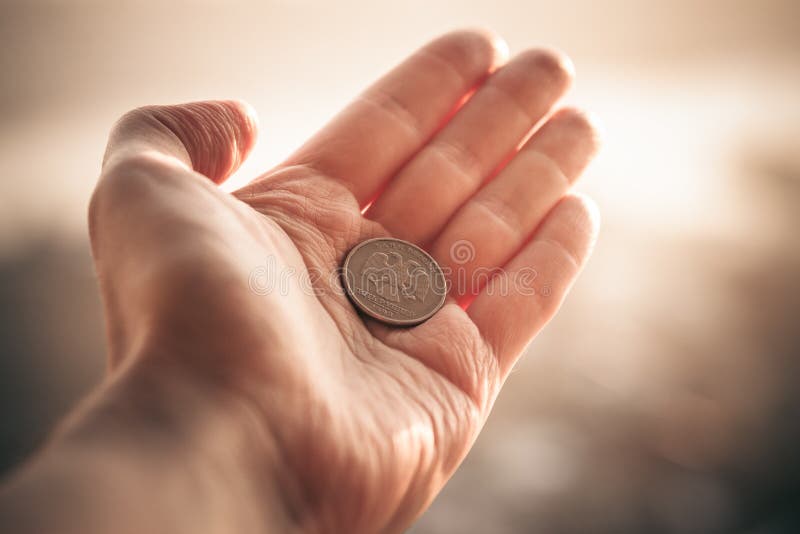 Coin in hand. stock photo. Image of modified, concept - 37410724