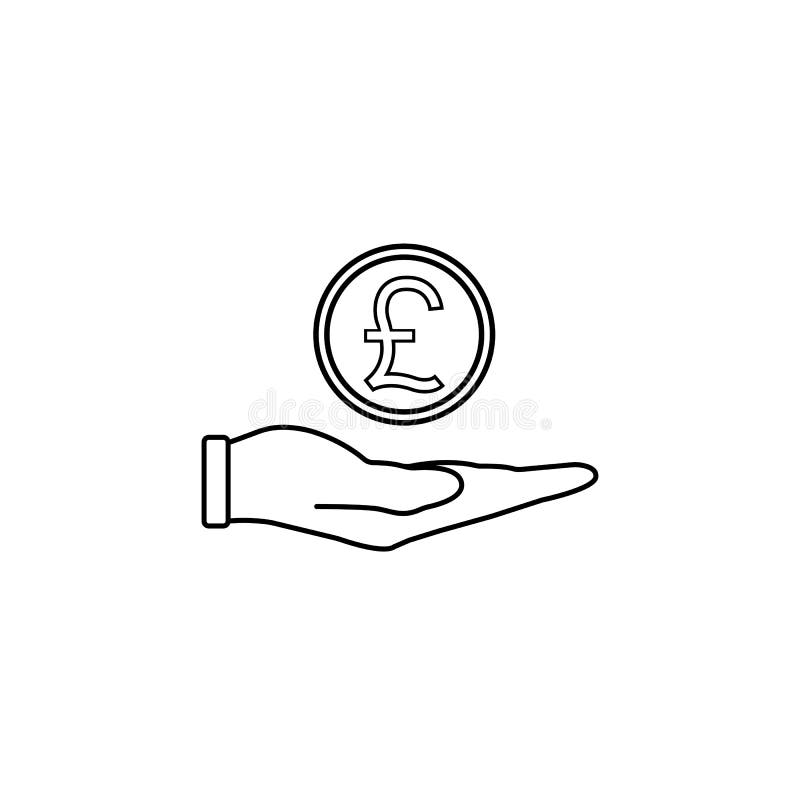 Coin in Hand Line Icon, Finance and Business Stock Vector ...