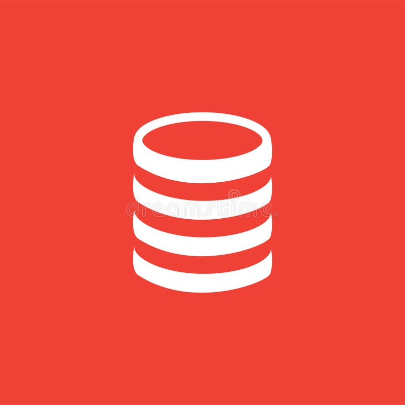 Coin Icon on Red Background. Red Flat Style Vector Illustration Stock ...