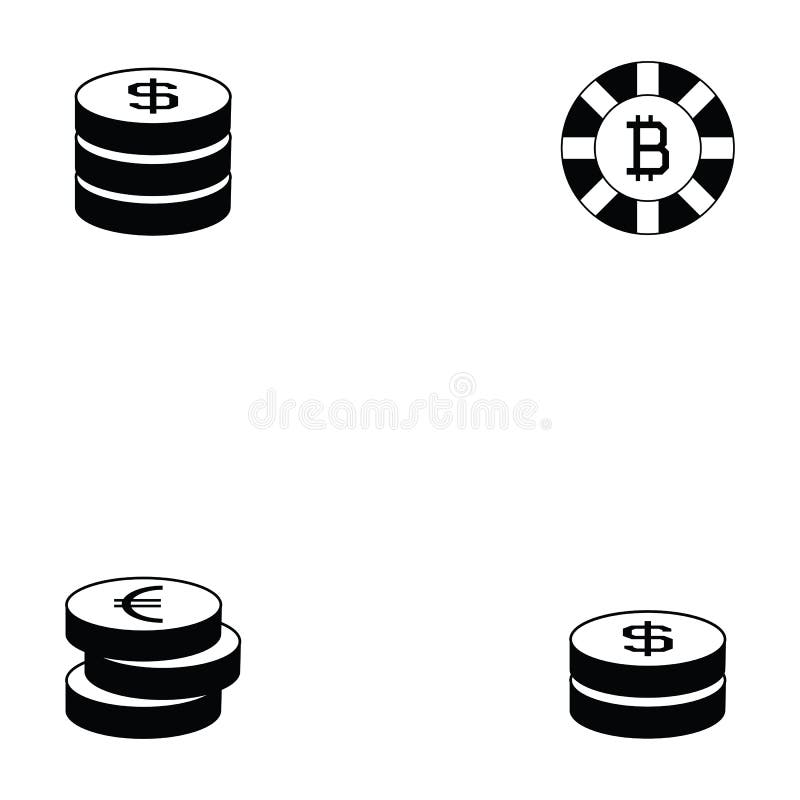 Coin icon set stock vector. Illustration of dollar, vector - 107347229