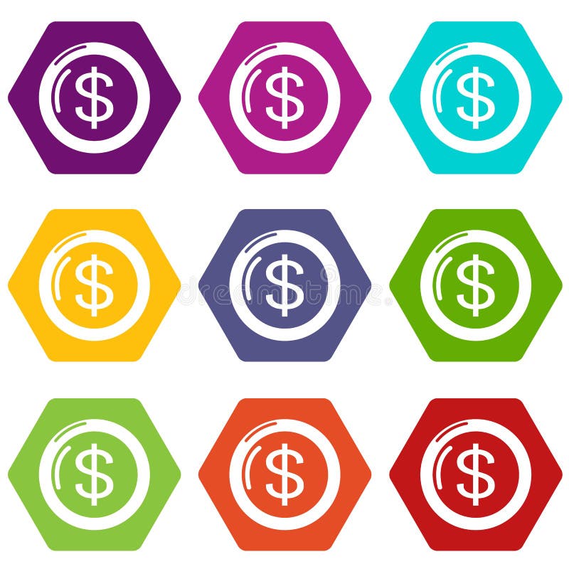 Coin icons set 9 vector stock vector. Illustration of background ...