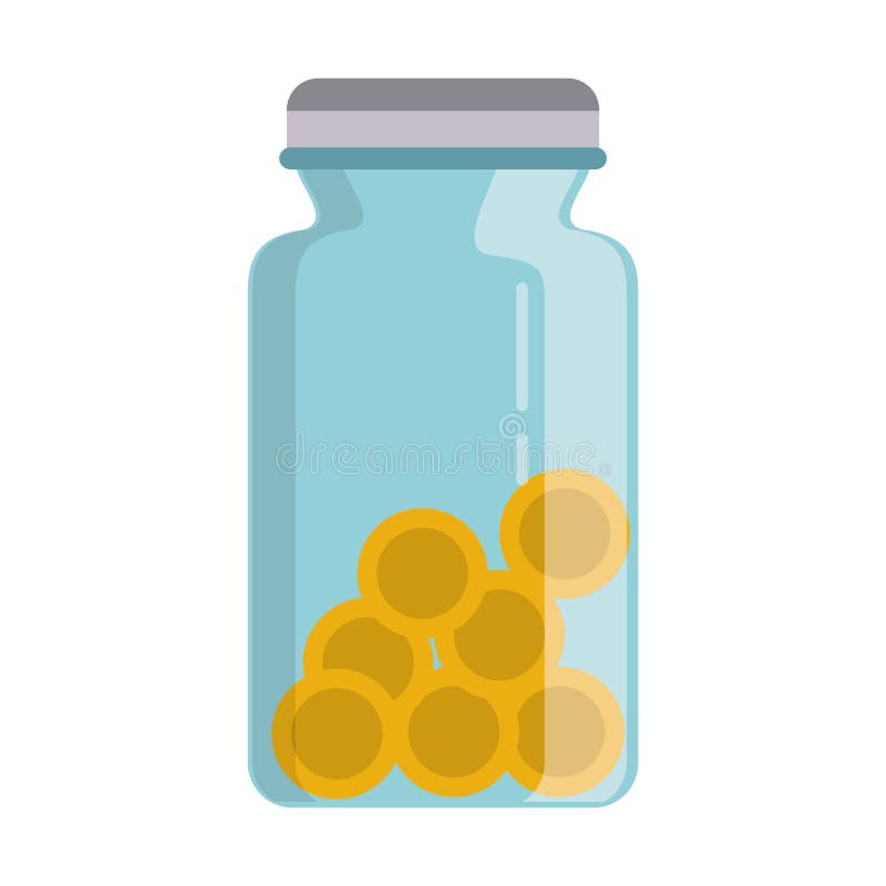 Coin jar savings isolated stock vector. Illustration of glass - 145145671
