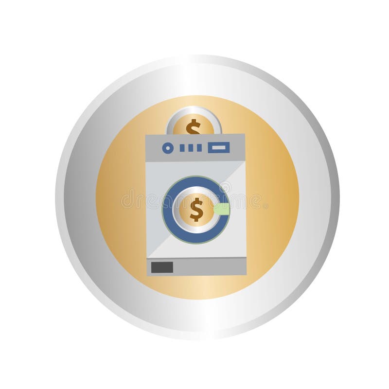 Washing Machine with Dollar Coins in a Golden Coin Symbol Stock Vector ...