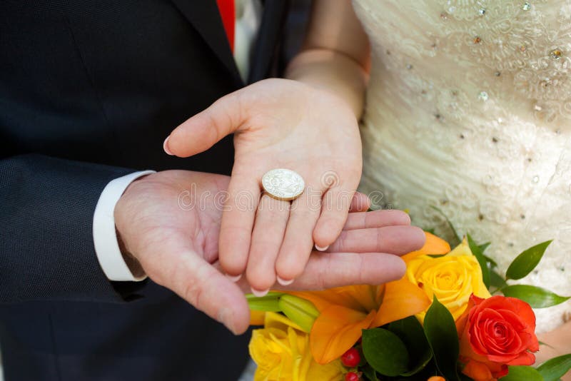 Coin for Luck in Hands the Newlywed Stock Photo - Image of luck ...