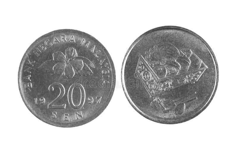 Coin Malaysia White Background 20 Sen Stock Photos - Free & Royalty ...