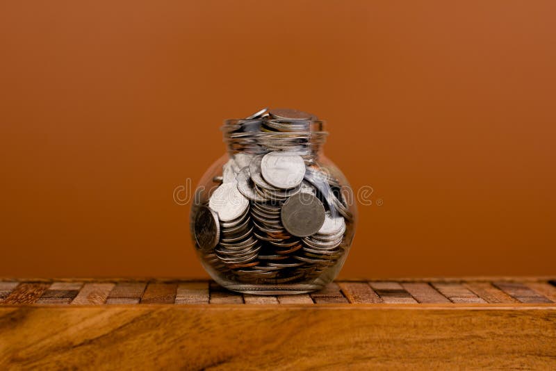 Coin Money in a Glass Jar. Saving Money. Money Saving Concept. Coin ...