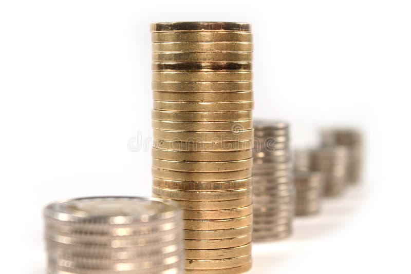 Coin Money in Stacks Isolated Stock Photo - Image of zloty, silver ...