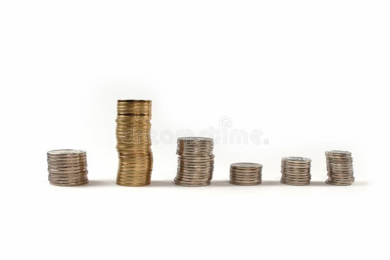 Coin Money in Stacks Isolated Stock Image - Image of change, stack ...