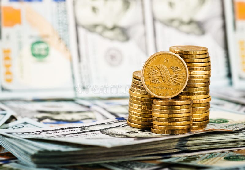 A Coin in the One Dollar, Located Stock Image - Image of bill, number ...