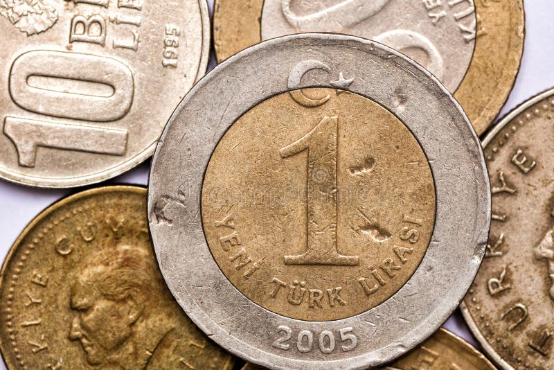The Coin is One Lira. Turkey Stock Image - Image of change, macro ...