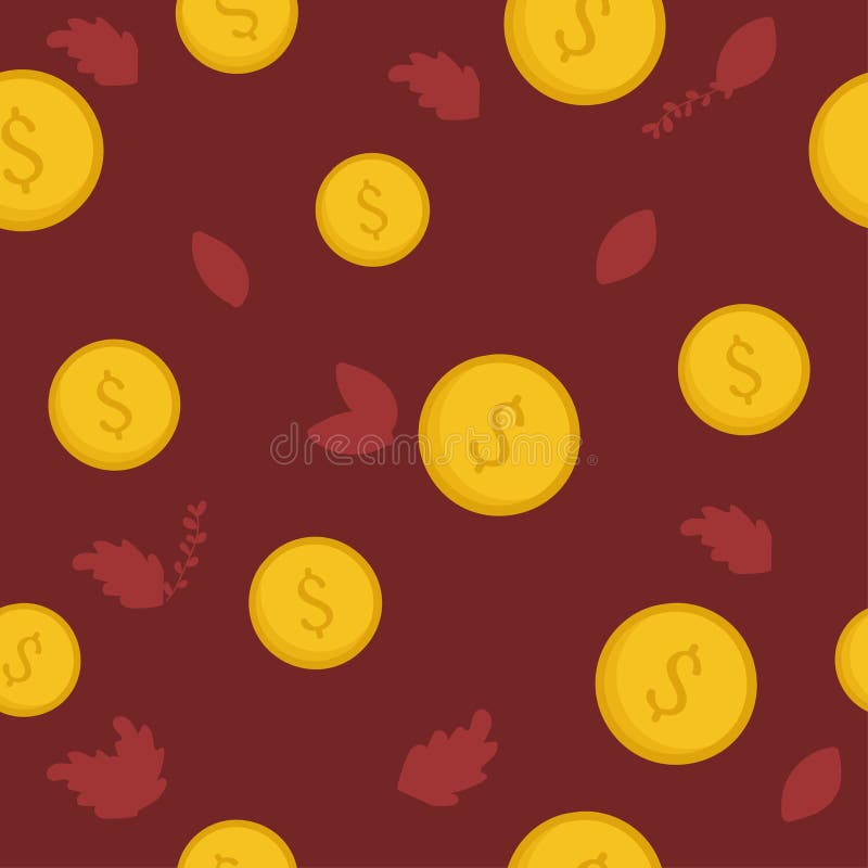 Coin Pattern . Seamless Pattern on Green Background Stock Vector ...