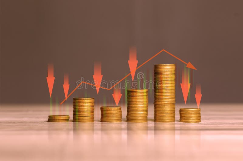 Coin is Placed in a Graph Showing a Decrease in Interest. and Inflation Has Declined Worldwide ...