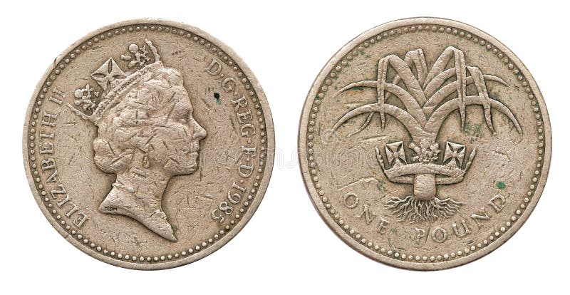 1 Pound 1985 Coin Isolated White Background Great Britain Stock Photos ...