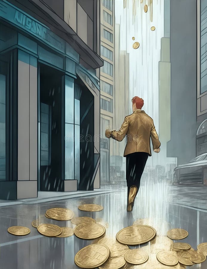Coin Raining Downtown Illustration Stock Illustration - Illustration of ...