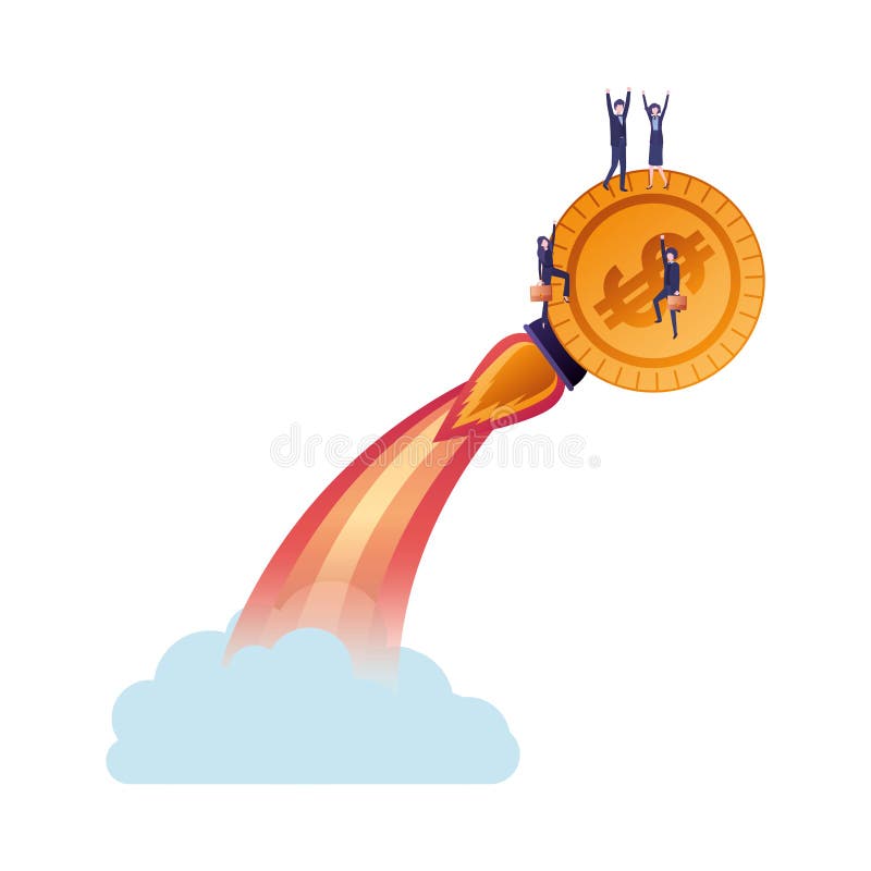 Coin with Rocket Avatar Character Stock Vector - Illustration of flat ...