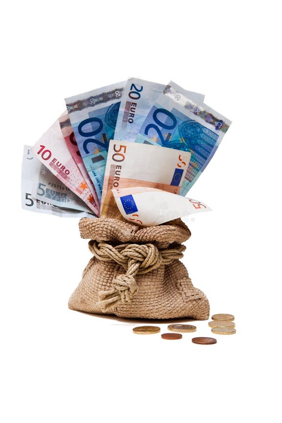 Coin sack with Euros stock image. Image of bank, economic - 26243467