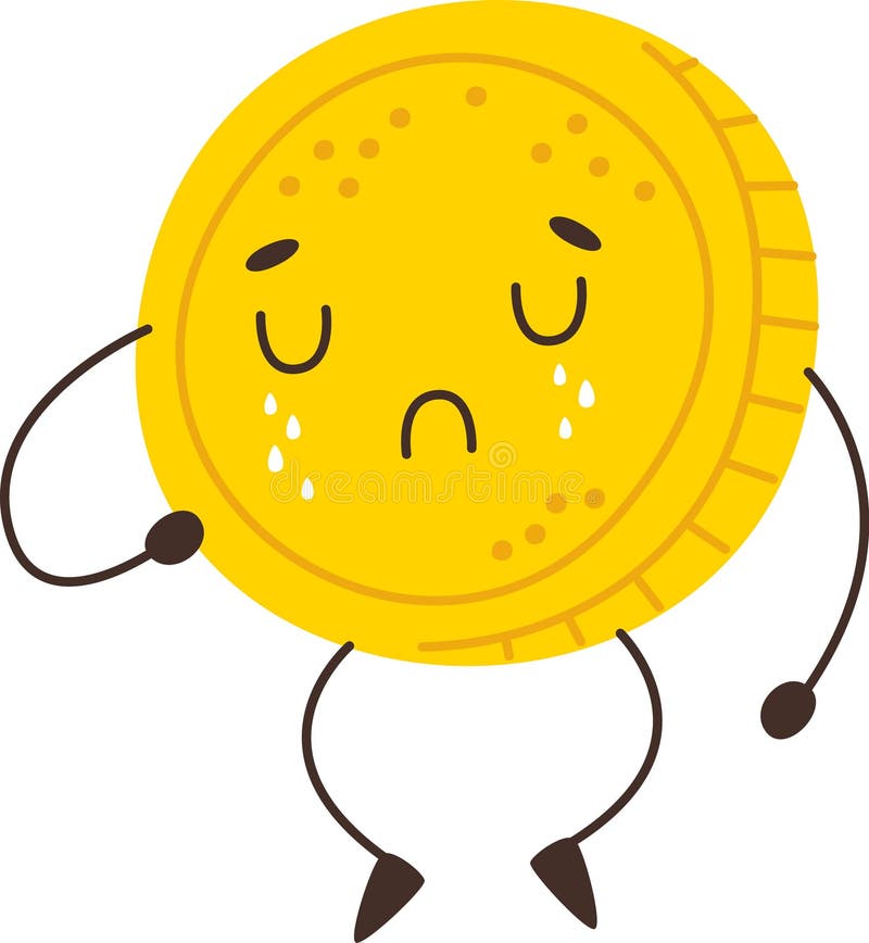 Coin Sad Character stock vector. Illustration of cartoon - 318083590