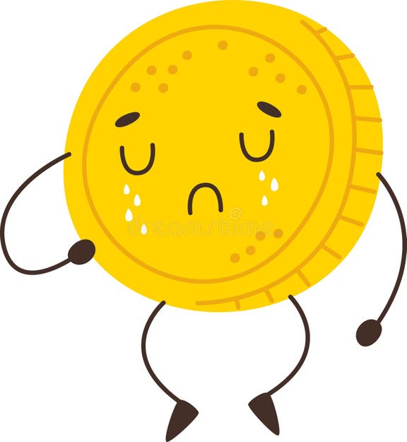 Coin Sad Character stock vector. Illustration of cartoon - 318083590