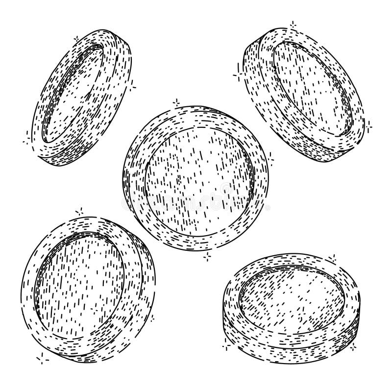 Coin Set Sketch Hand Drawn Vector Stock Illustration - Illustration of ...