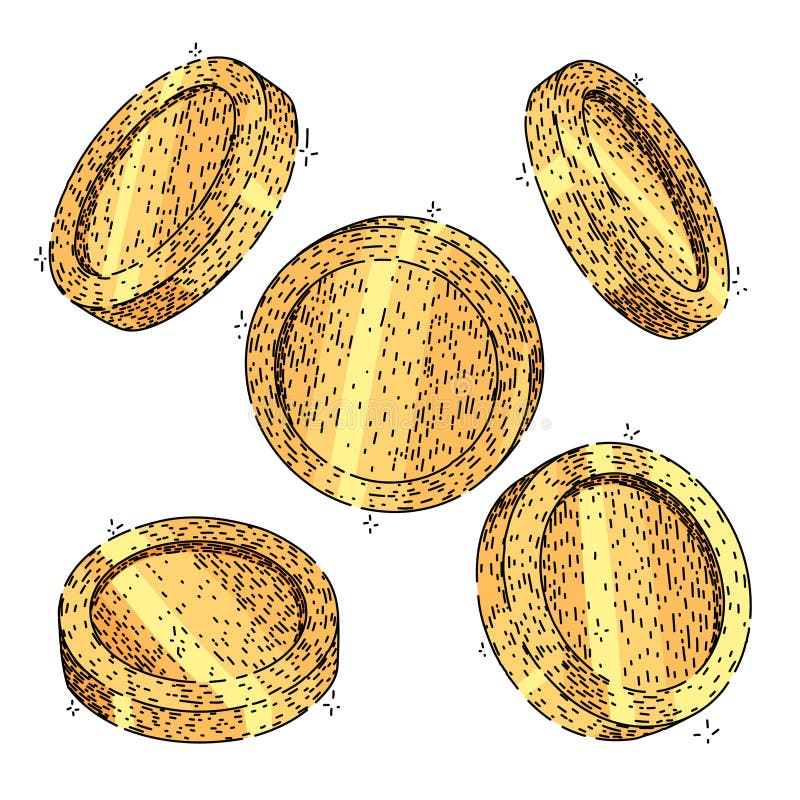 Coin Set Sketch Hand Drawn Vector Stock Vector - Illustration of hand ...