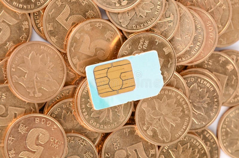 Coin and sim card stock photo. Image of chip, mobile - 29494286