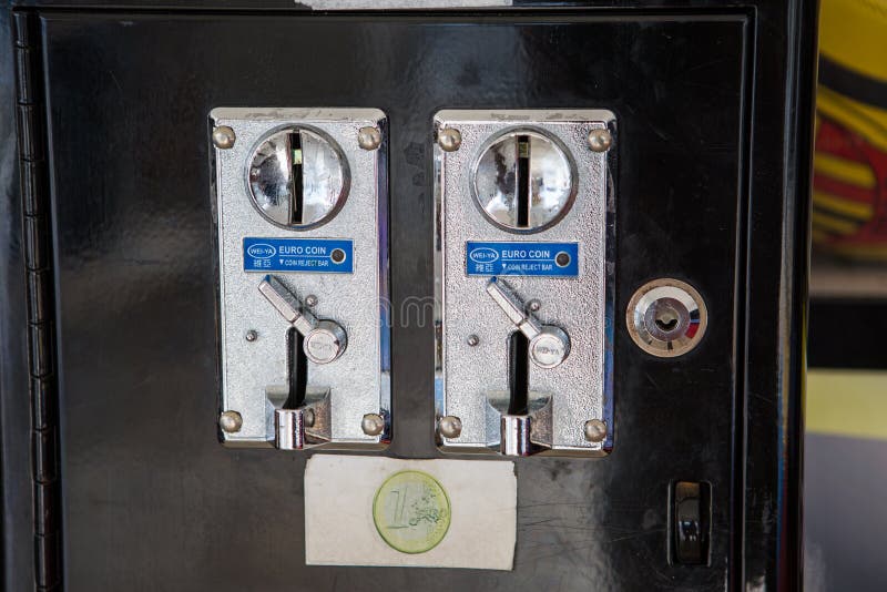 Coin Slots of Old Gaming Machine Stock Photo - Image of coin, money ...