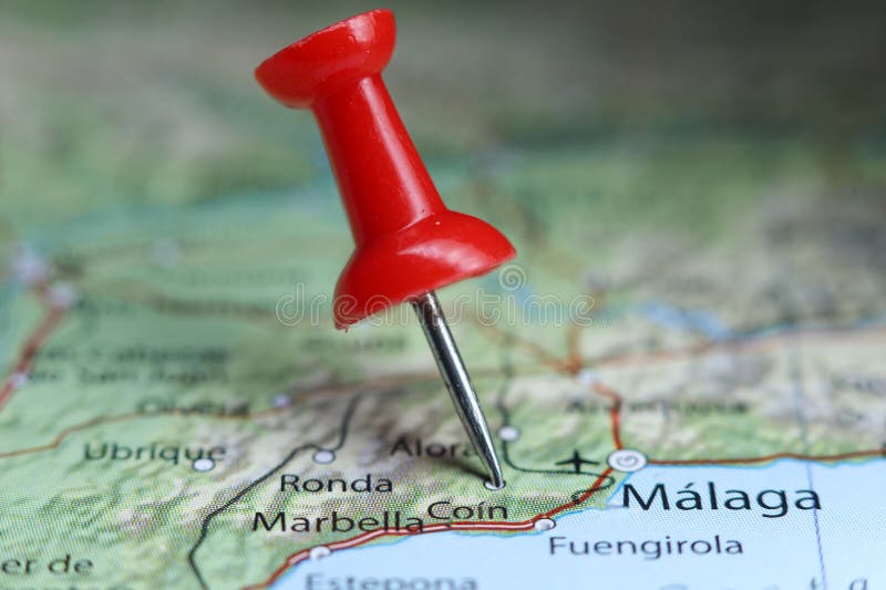 Coin, Spain pin on map editorial stock image. Image of explore - 346781564