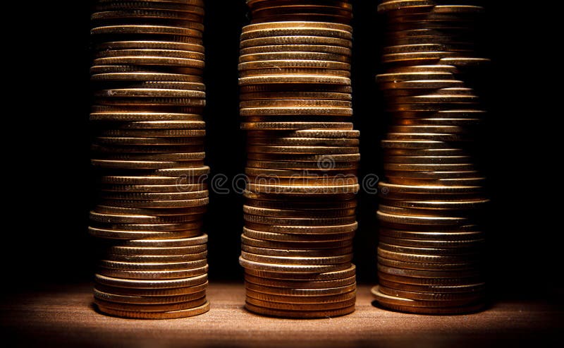 Coin Stack on Black Bacground Stock Image - Image of coin, earnings ...