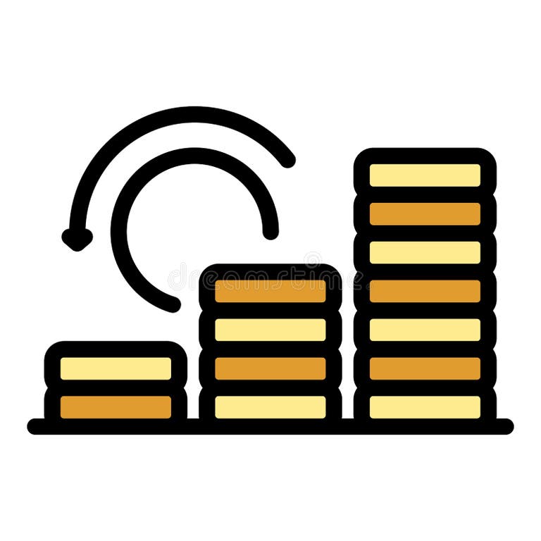 Coin Stack Boost Icon Color Outline Vector Stock Vector - Illustration ...